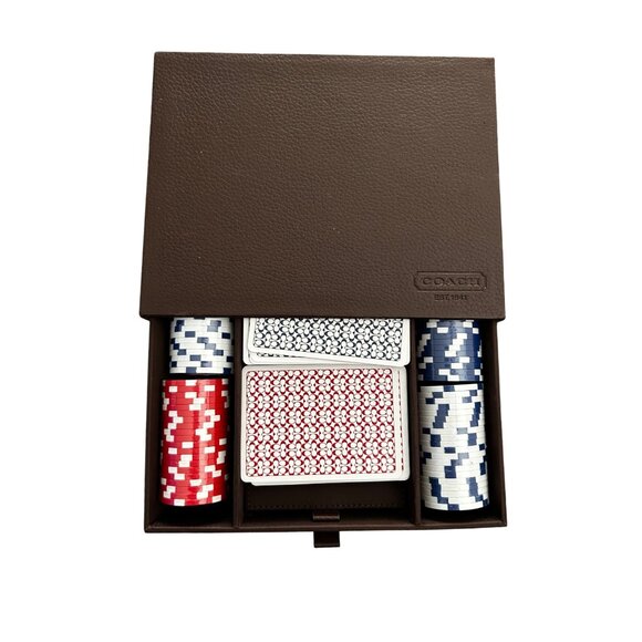Coach | Other | Coach Brand Designer Poker Set Cards Dice Chips Brown ...